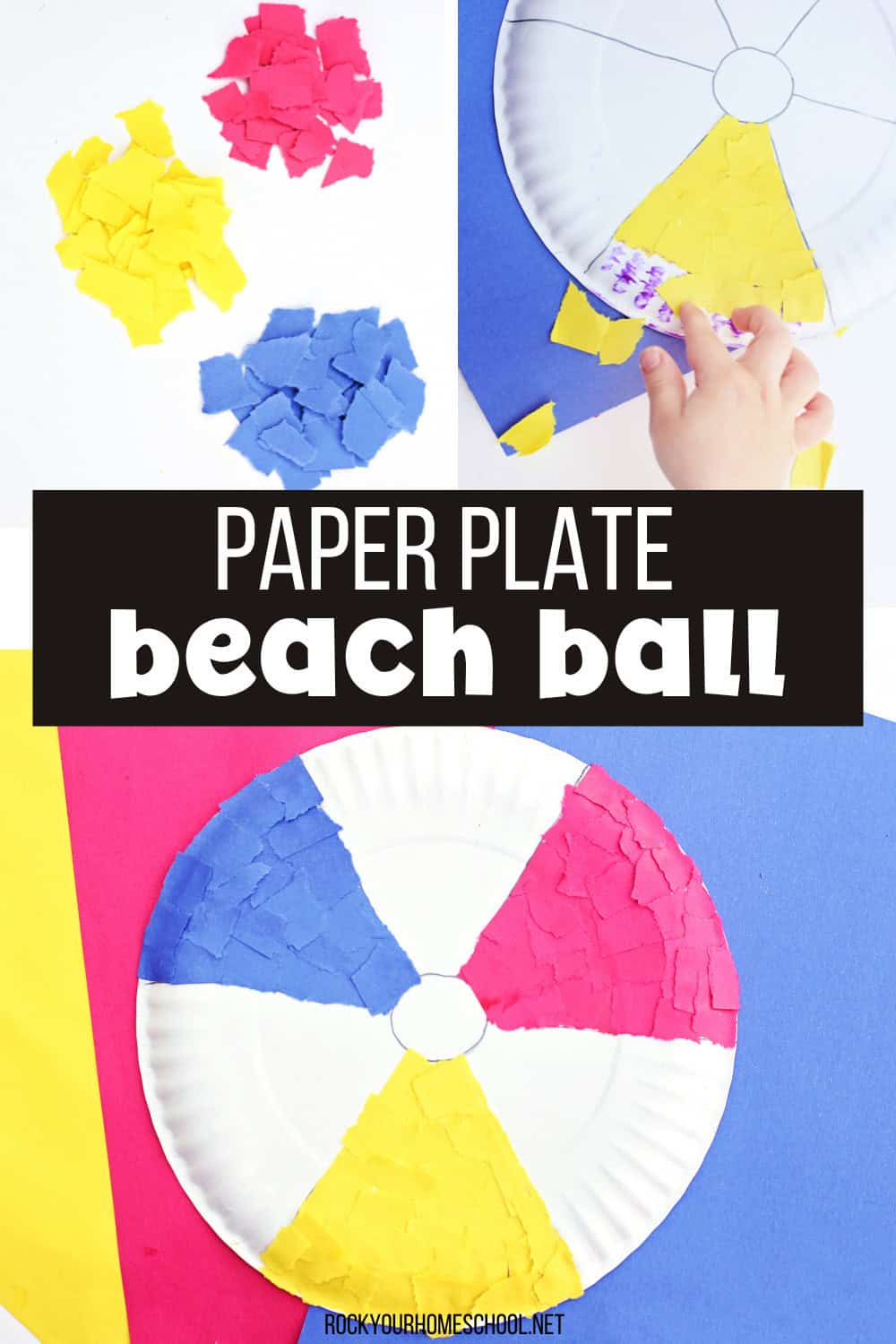 Paper Plate Beach Ball: How to Make with Torn Paper- Rock Your Homeschool