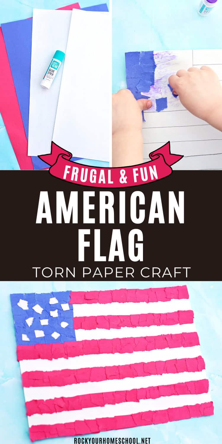 Torn Paper American Flag Craft: How To Make (Free Template)- Rock Your ...