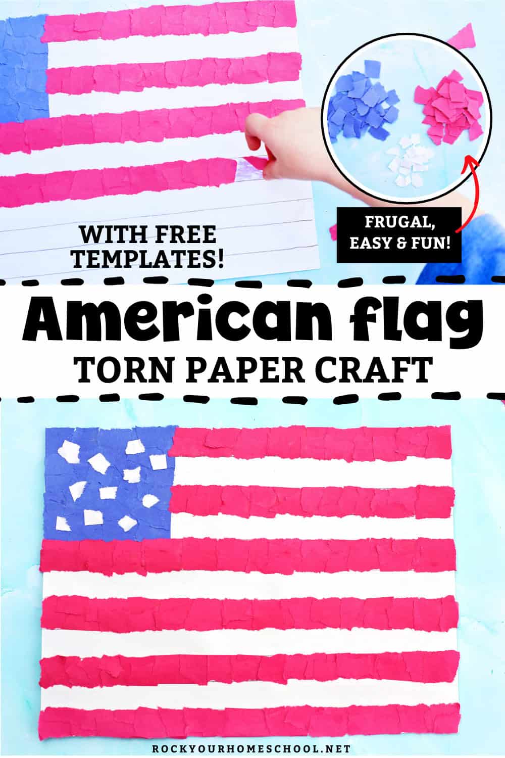 Torn Paper American Flag Craft: How To Make (Free Template)- Rock Your ...