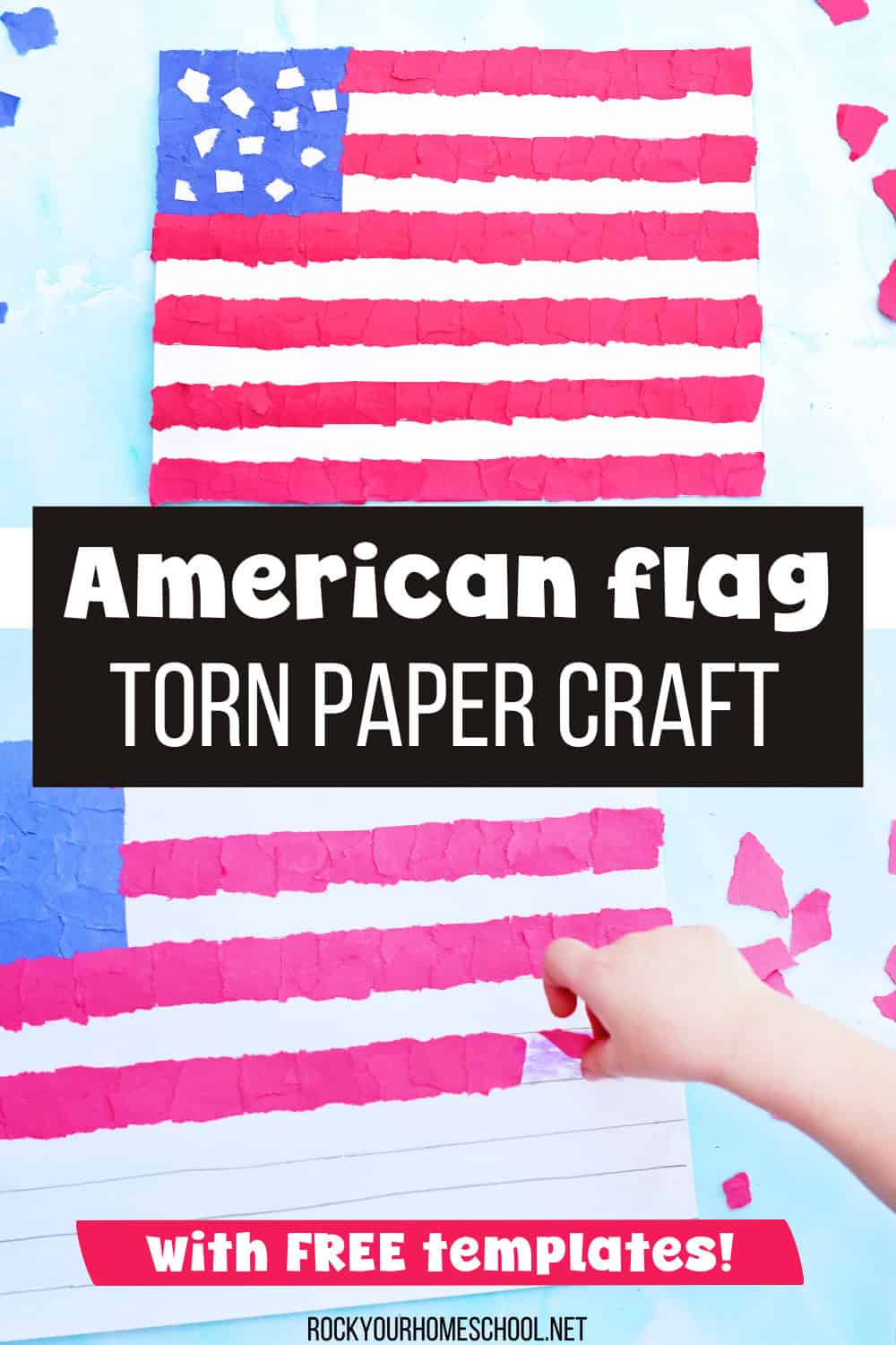 Torn Paper American Flag Craft: How To Make (Free Template)- Rock Your ...
