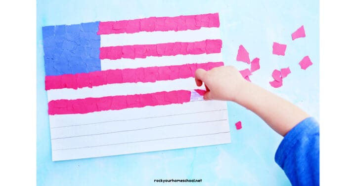 Torn Paper American Flag Craft: How To Make (Free Template)- Rock Your ...
