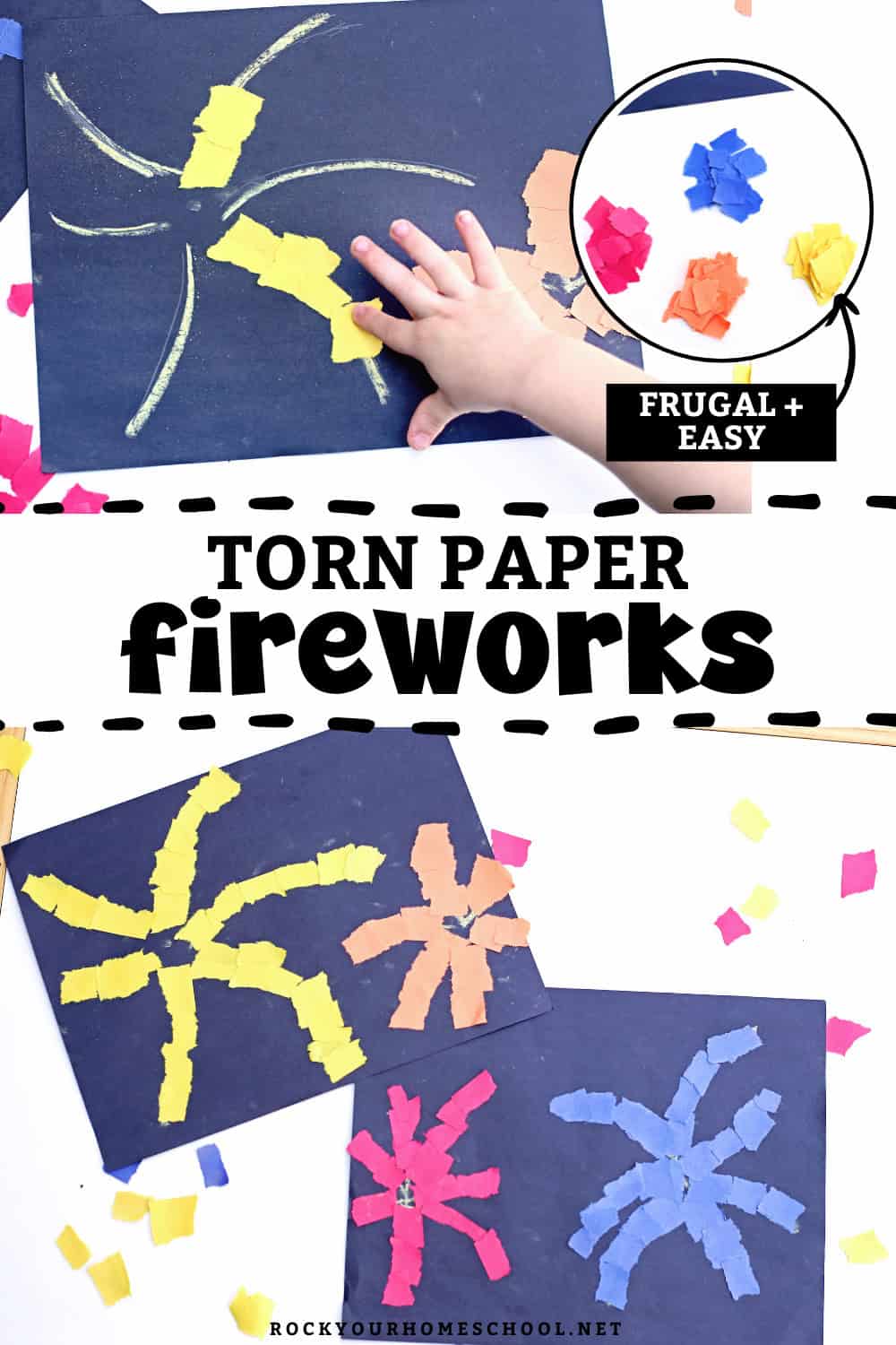 Fireworks Craft for Kids: How to Make with Torn Paper- Rock Your Homeschool