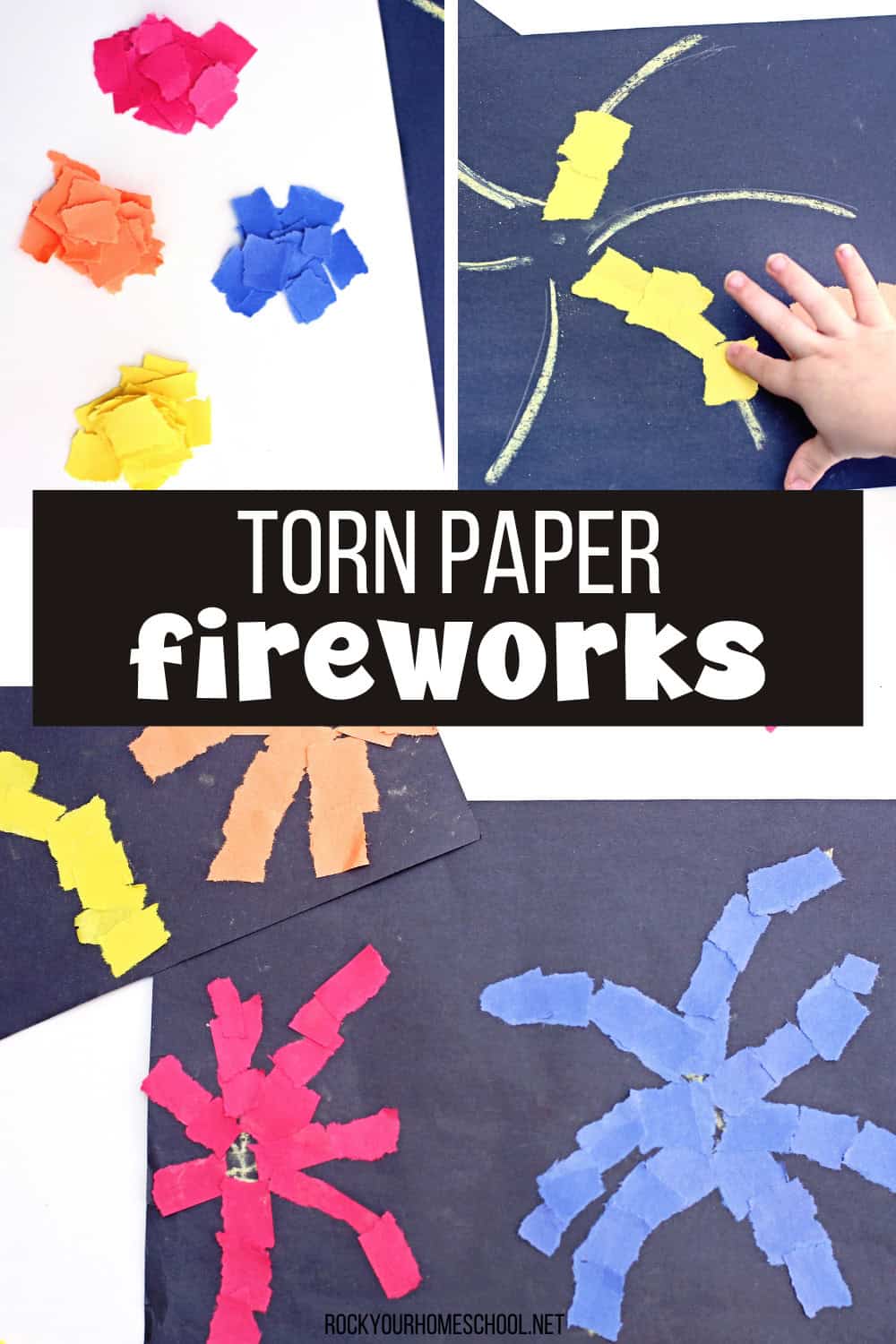 Fireworks Craft for Kids: How to Make with Torn Paper- Rock Your Homeschool