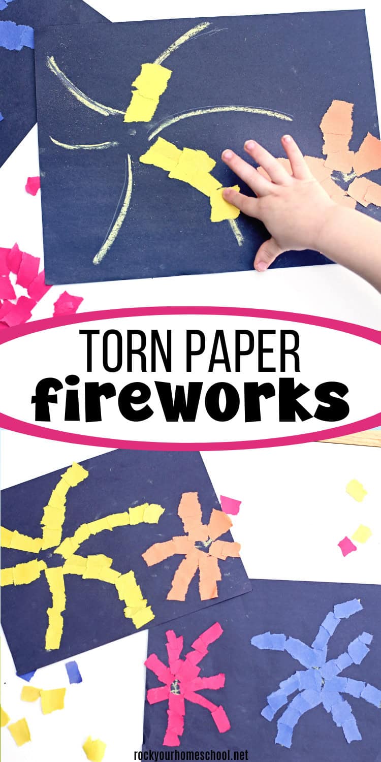 Fireworks Craft for Kids: How to Make with Torn Paper- Rock Your Homeschool