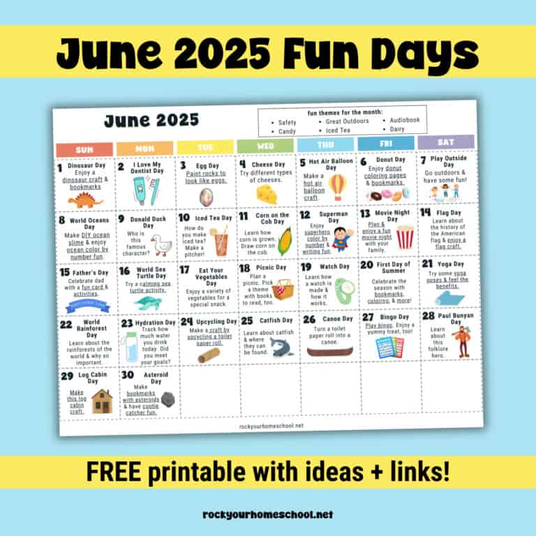 June 2025 Fun Days Calendar (color) - Rock Your Homeschool