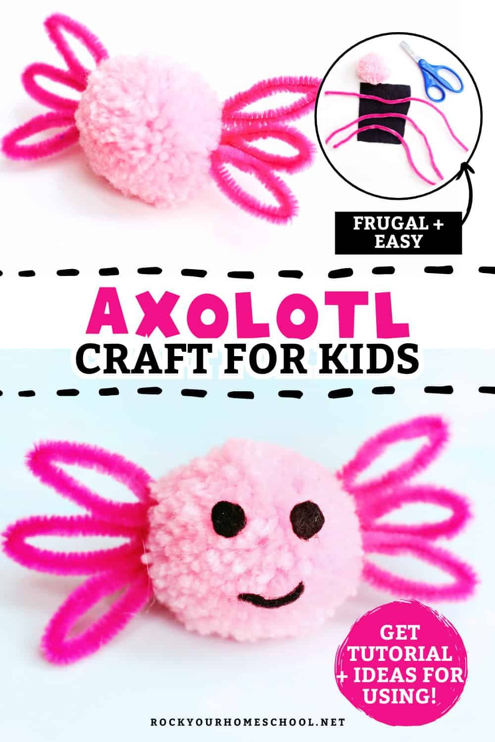 Axolotl Craft for Kids: How to Make with Pom Poms- Rock Your Homeschool