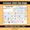 October 2025 Fun Days Calendar - Rock Your Homeschool