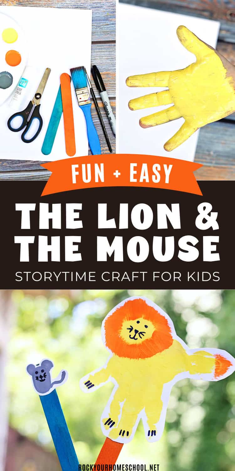 The Lion and The Mouse Puppets: Easy Handprint Craft for Kids- Rock ...