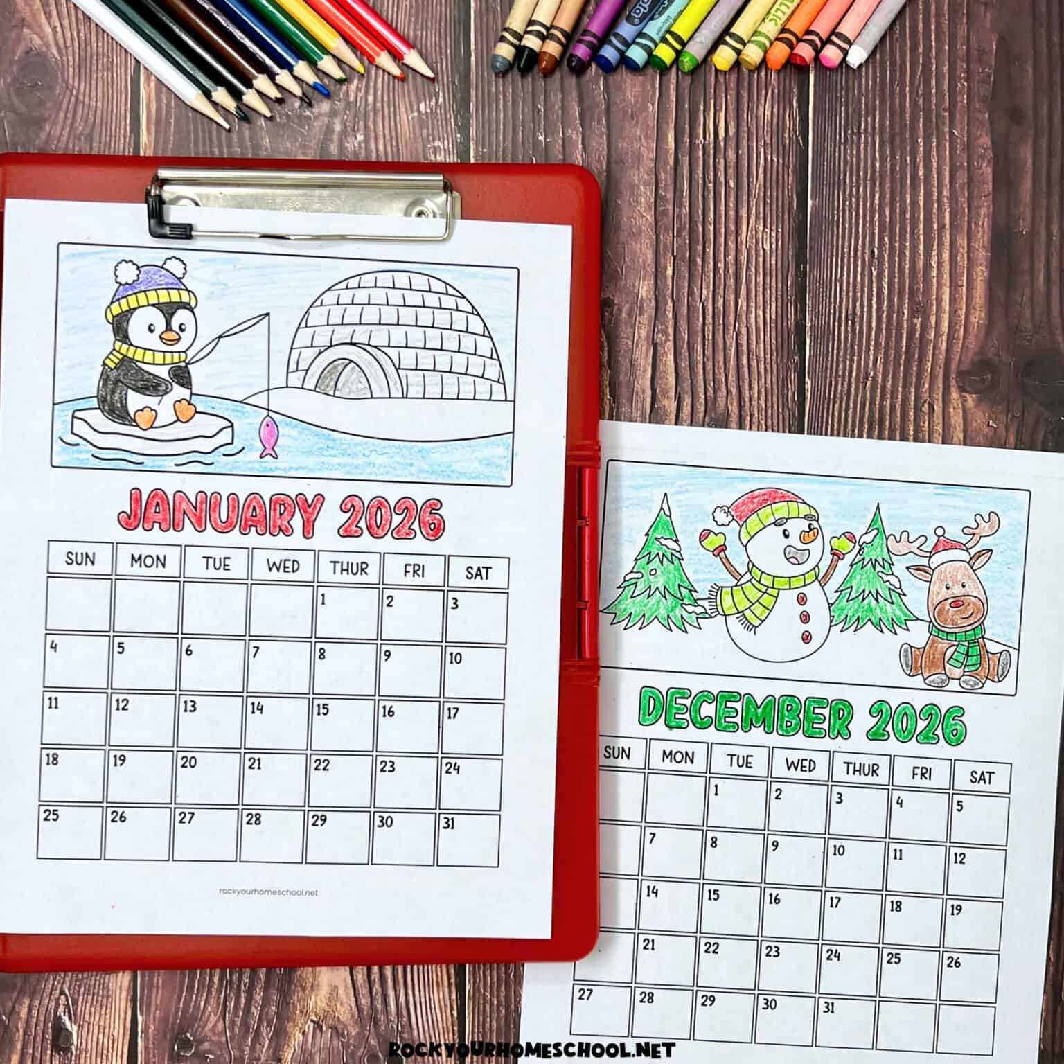 Free 2026 Coloring Calendar for Kids with Fun Ideas to Enjoy - Rock ...