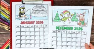 Free 2026 Coloring Calendar for Kids with Fun Ideas to Enjoy - Rock ...