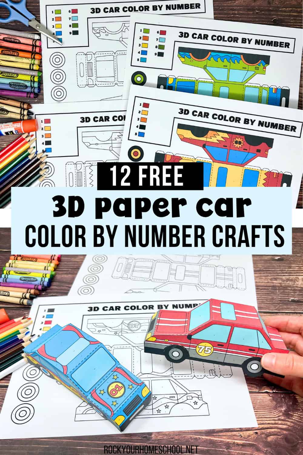 3D Paper Car Craft For Color by Number Fun (Free Set) - Rock Your ...