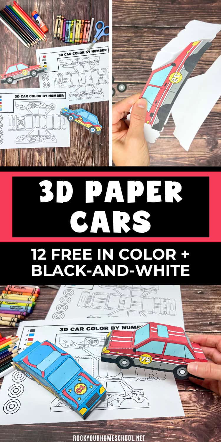 3D Paper Car Craft For Color by Number Fun (Free Set) - Rock Your ...