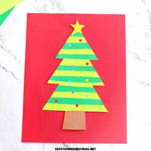 Easy Paper Strip Christmas Tree Craft for Kids (Free Template) - Rock ...