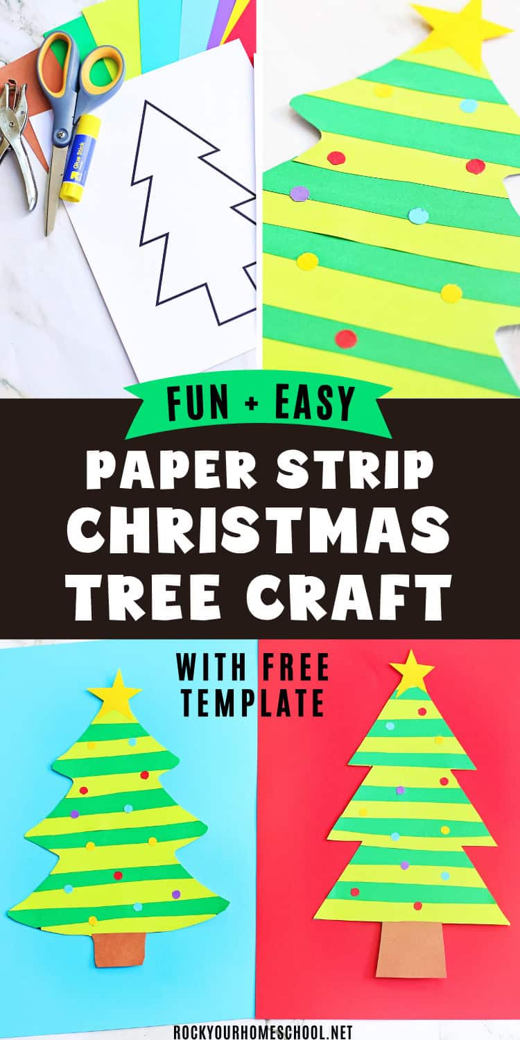 Easy Paper Strip Christmas Tree Craft for Kids (Free Template) - Rock ...