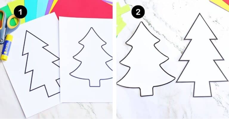 Easy Paper Strip Christmas Tree Craft for Kids (Free Template) - Rock ...