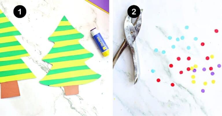 Easy Paper Strip Christmas Tree Craft for Kids (Free Template) - Rock ...