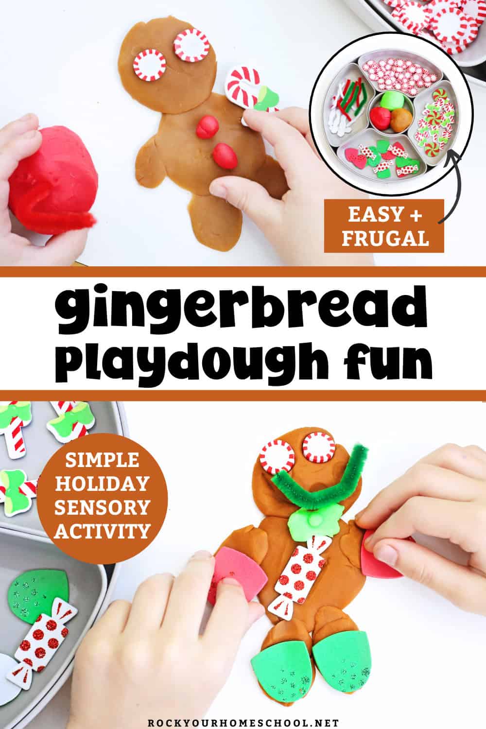 Easy Holiday Sensory Play with Gingerbread Playdough Activity- Rock ...