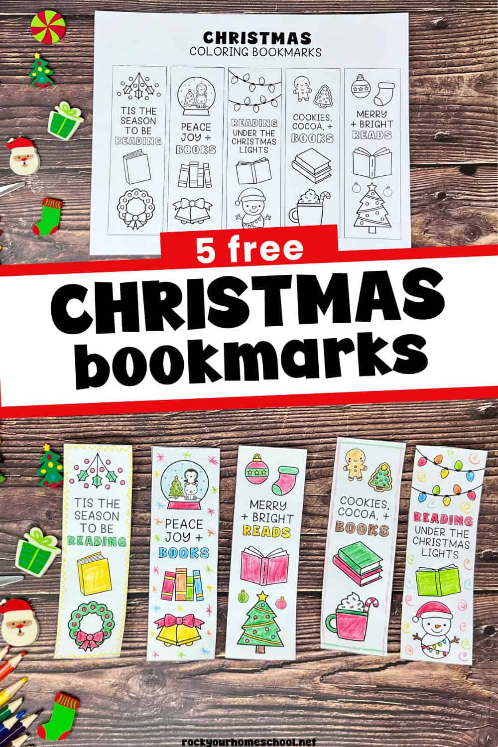 5 Free Printable Christmas Bookmarks for Kids to Color- Rock Your ...