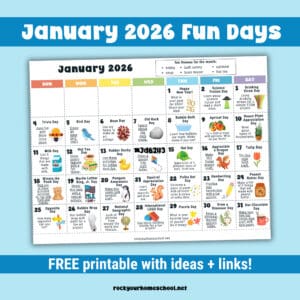 Free Printable January 2026 Fun Days Calendar for Kids - Rock Your ...