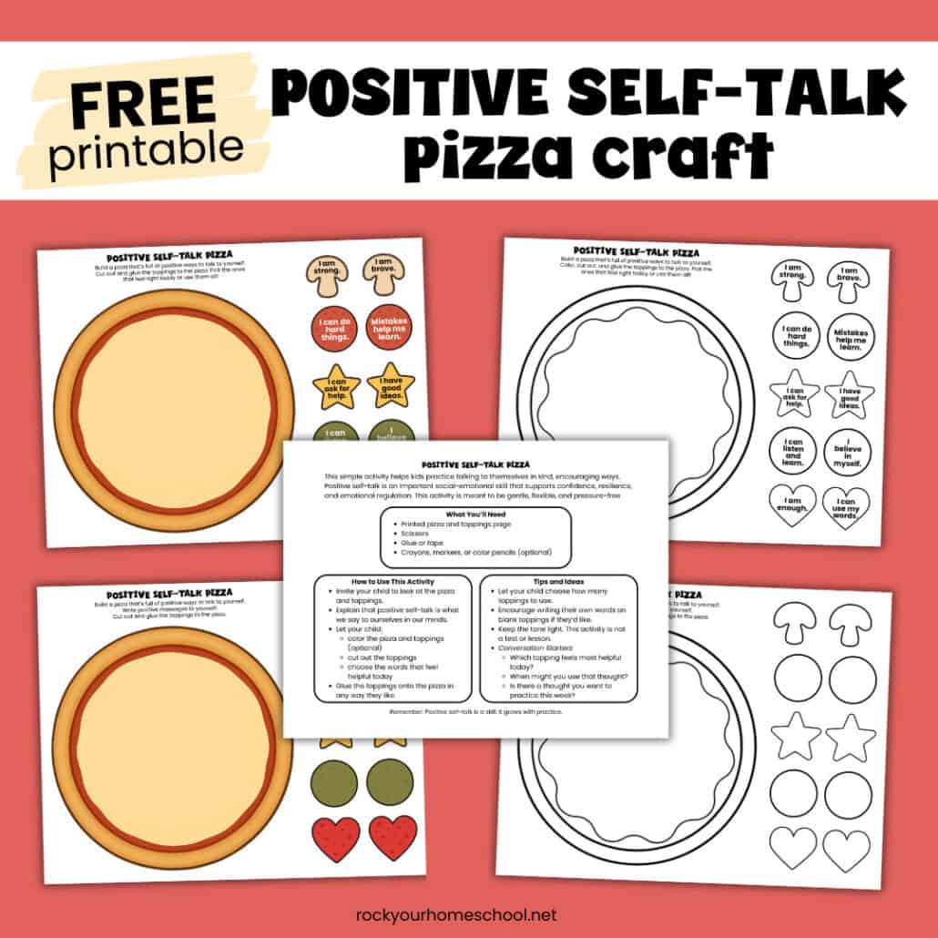 Positive Self-Talk Activity for Kids with Free Pizza Craft- Rock Your ...