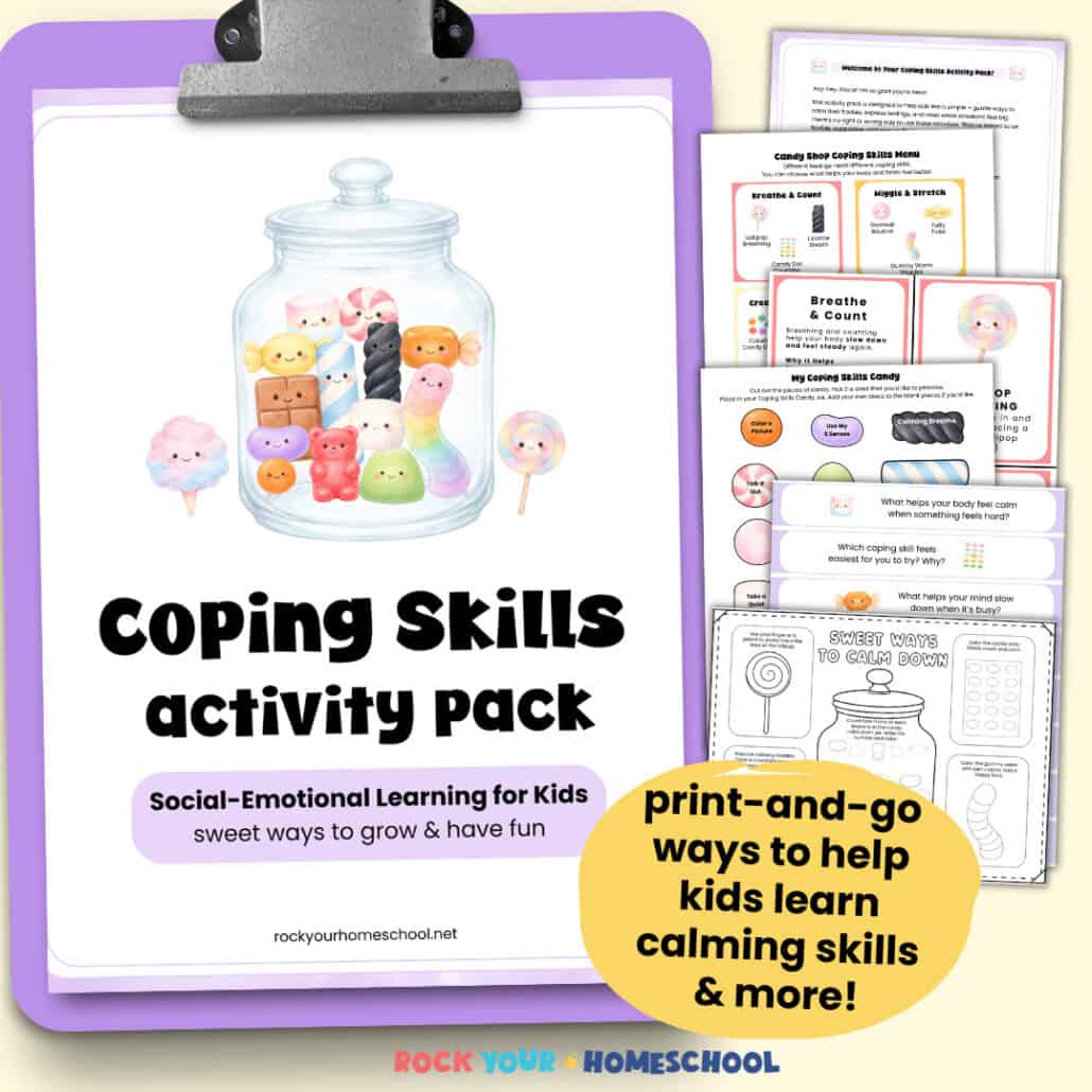 Coping Skills for Kids Activity Pack (Candy Theme)- Rock Your Homeschool