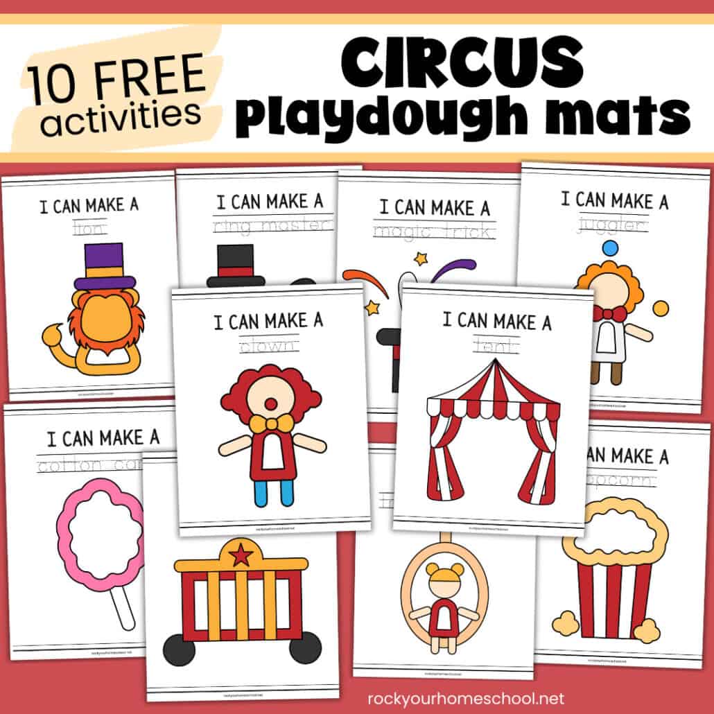 10 Free Circus Playdough Mats - Rock Your Homeschool