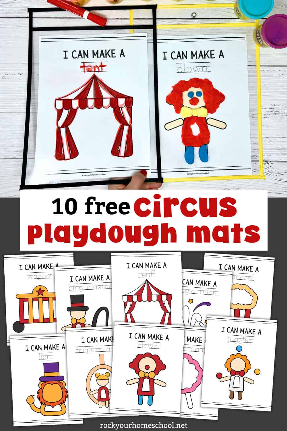 10 Free Circus Playdough Mats with Fun Ideas for Kids- Rock Your Homeschool