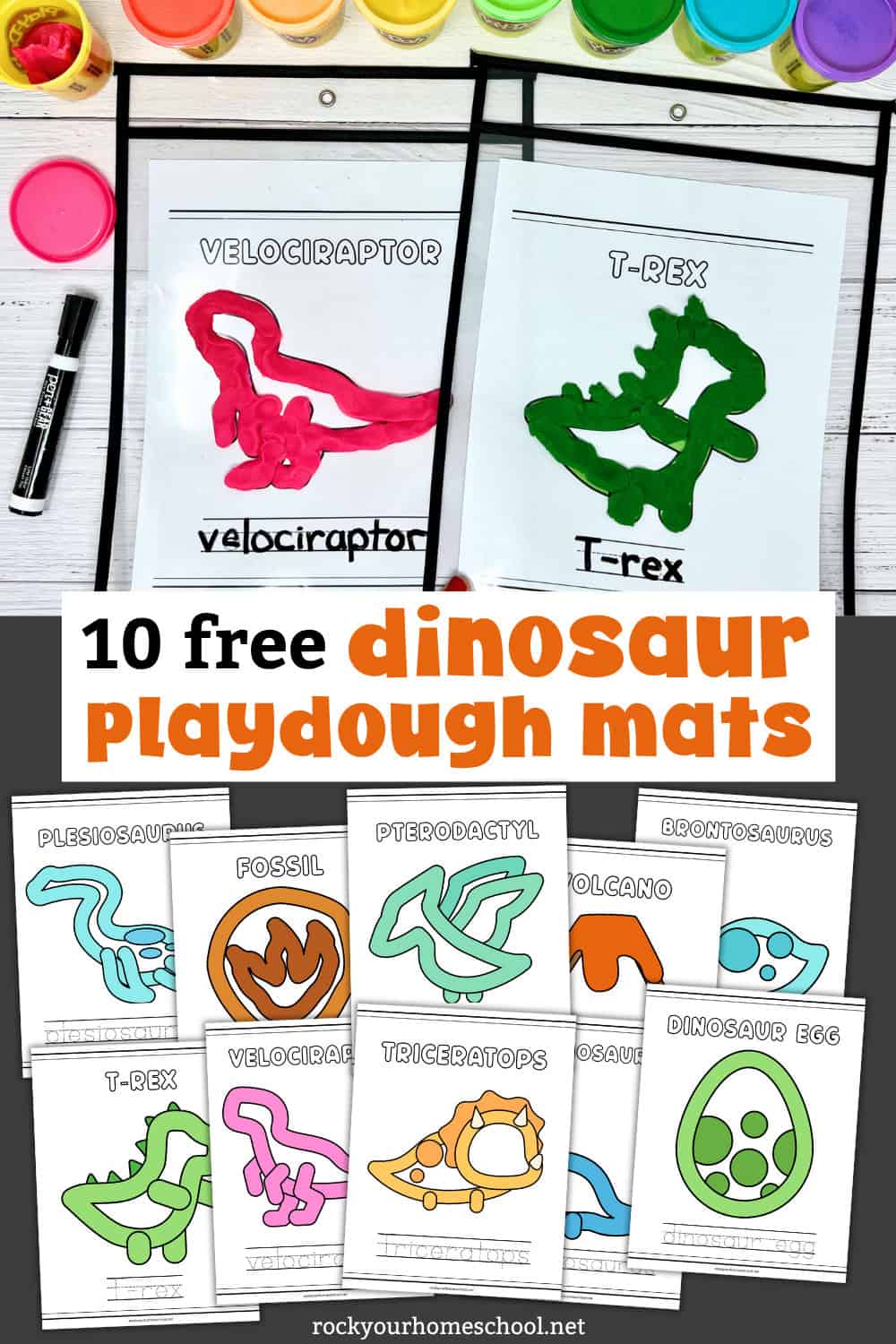 10 Free Dinosaur Playdough Mats for Kids - Rock Your Homeschool