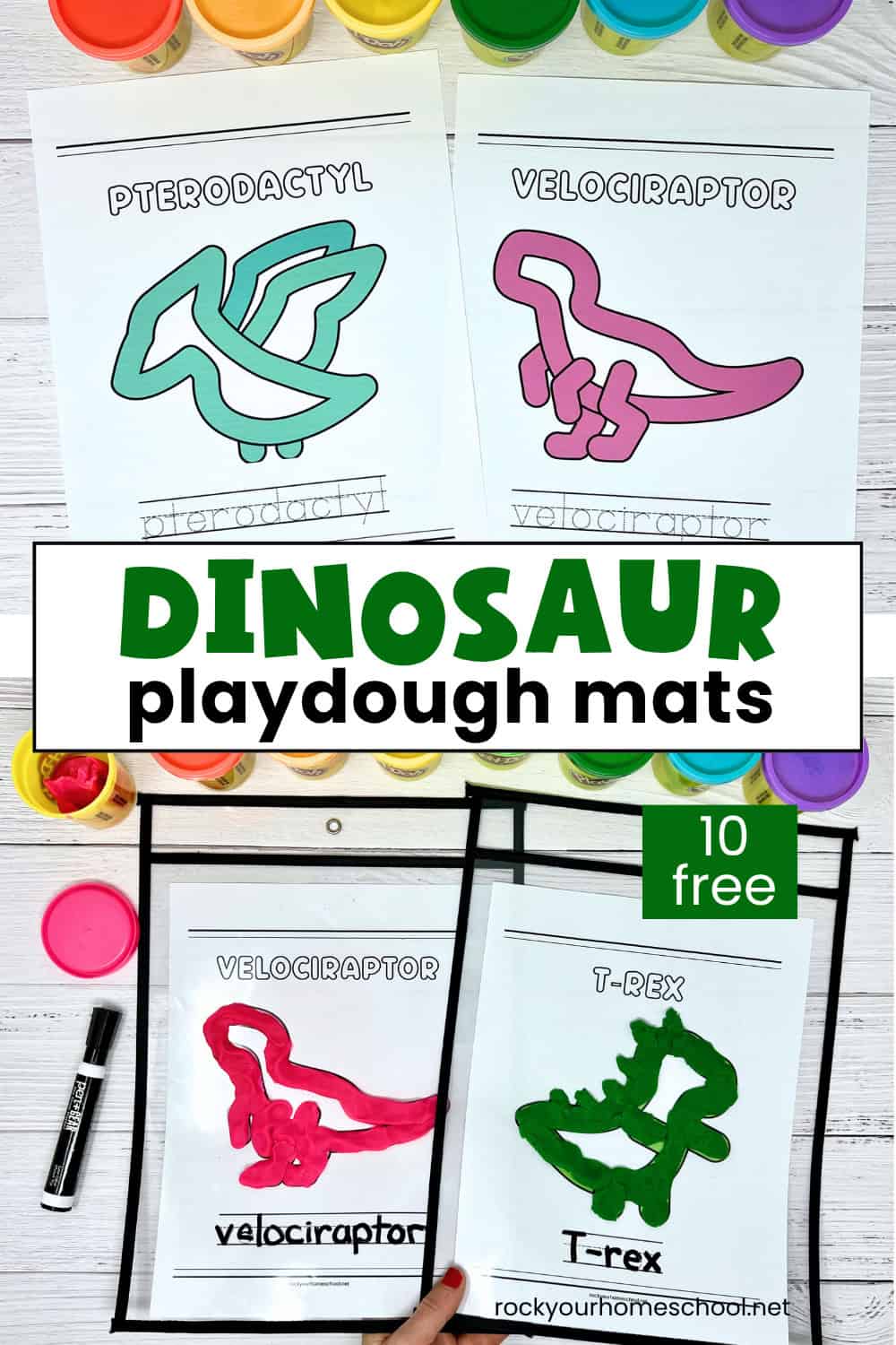 10 Free Dinosaur Playdough Mats for Kids - Rock Your Homeschool