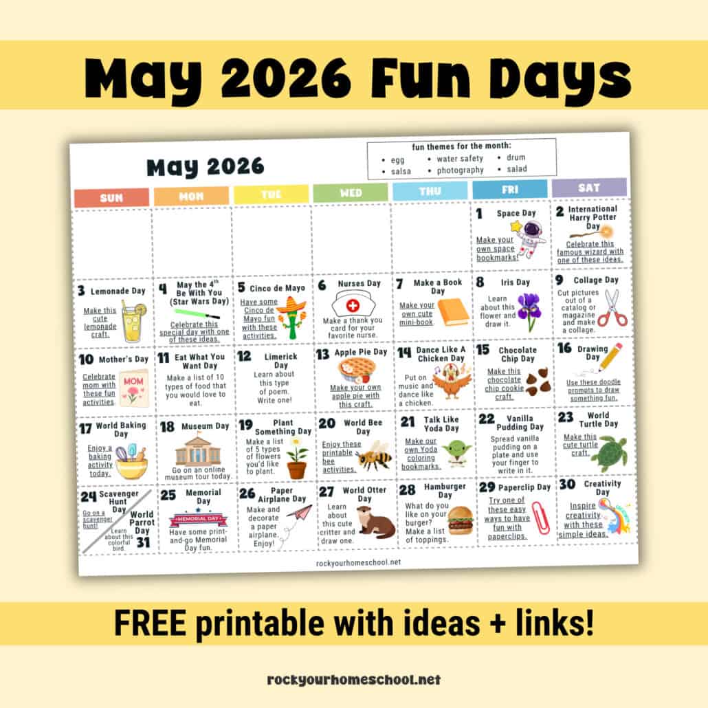 May 2026 Fun Days Calendar for Kids - Rock Your Homeschool