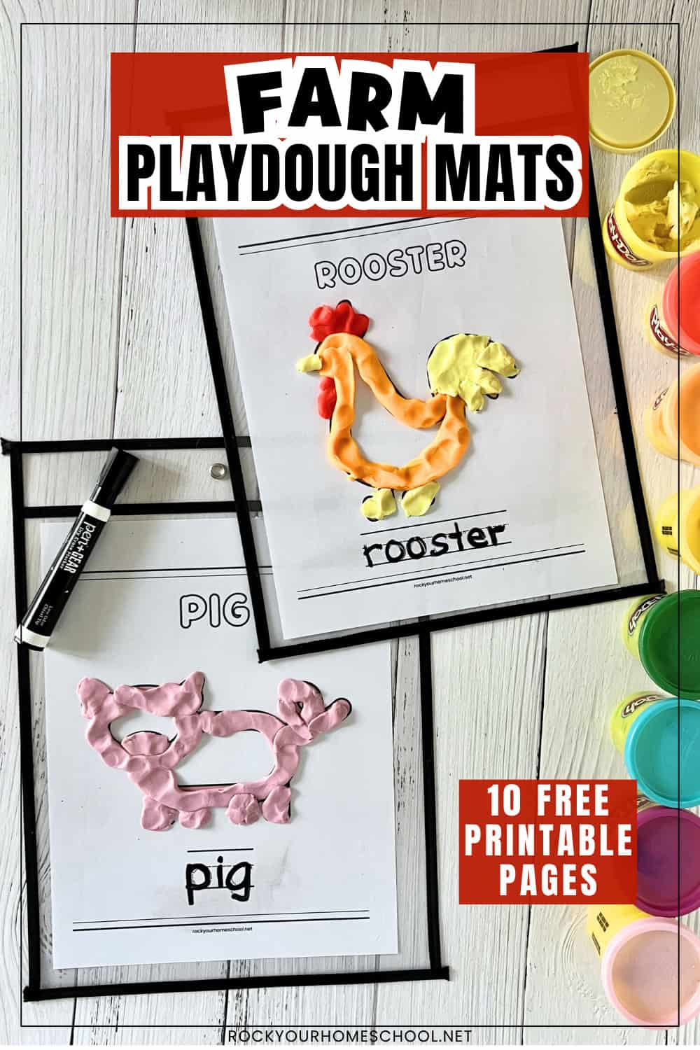 10 Free Farm Playdough Mats for Learning & More- Rock Your Homeschool