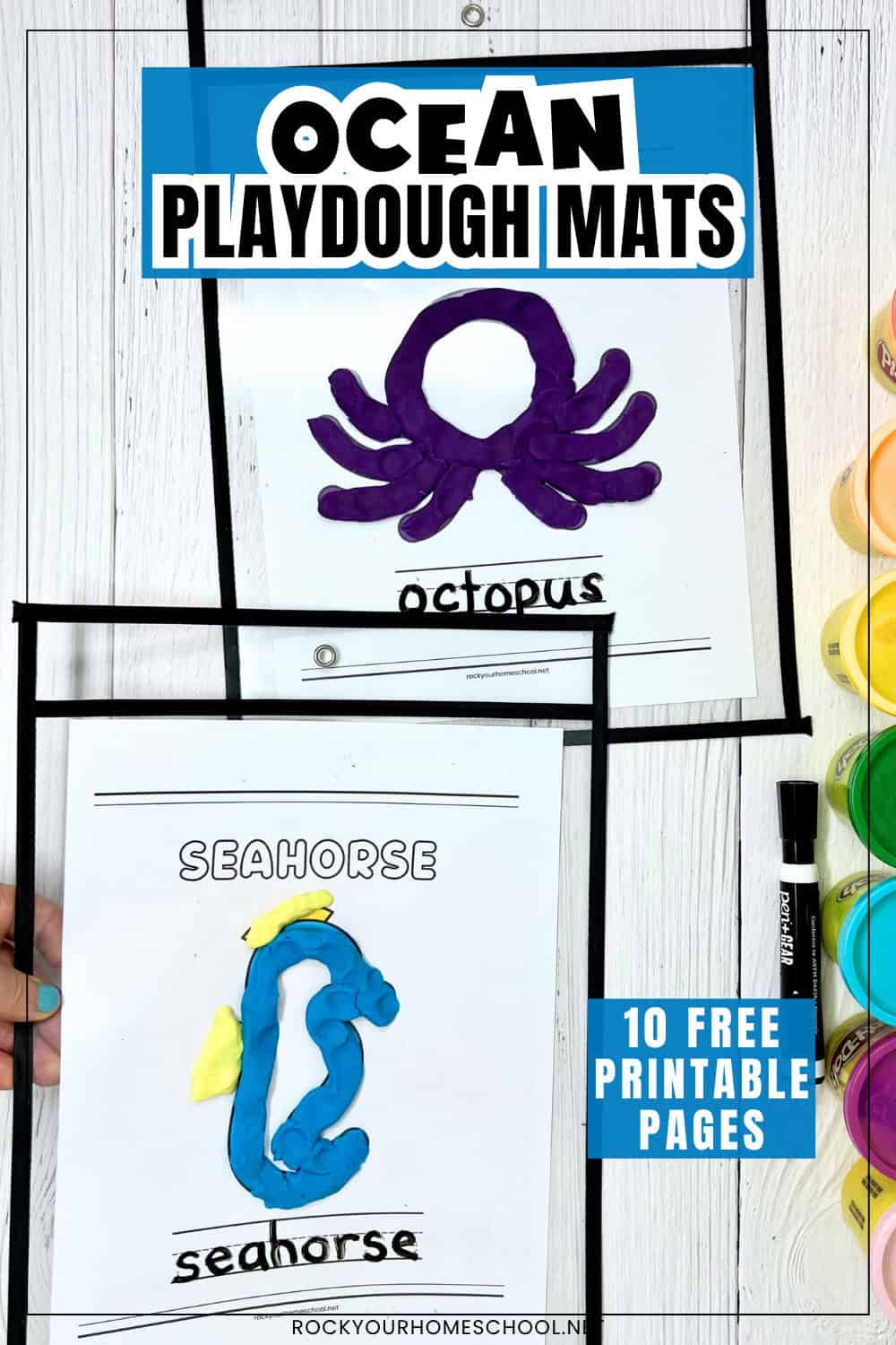 10 Free Ocean Playdough Mats for Learning Fun & More- Rock Your Homeschool