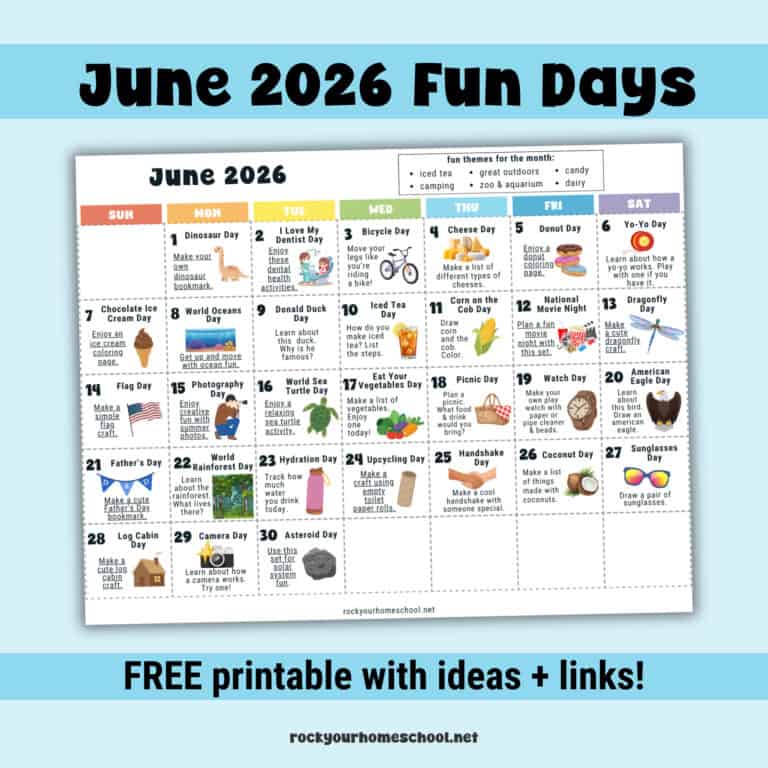 June 2026 Fun Days Calendar for Kids (Free Printable) - Rock Your ...