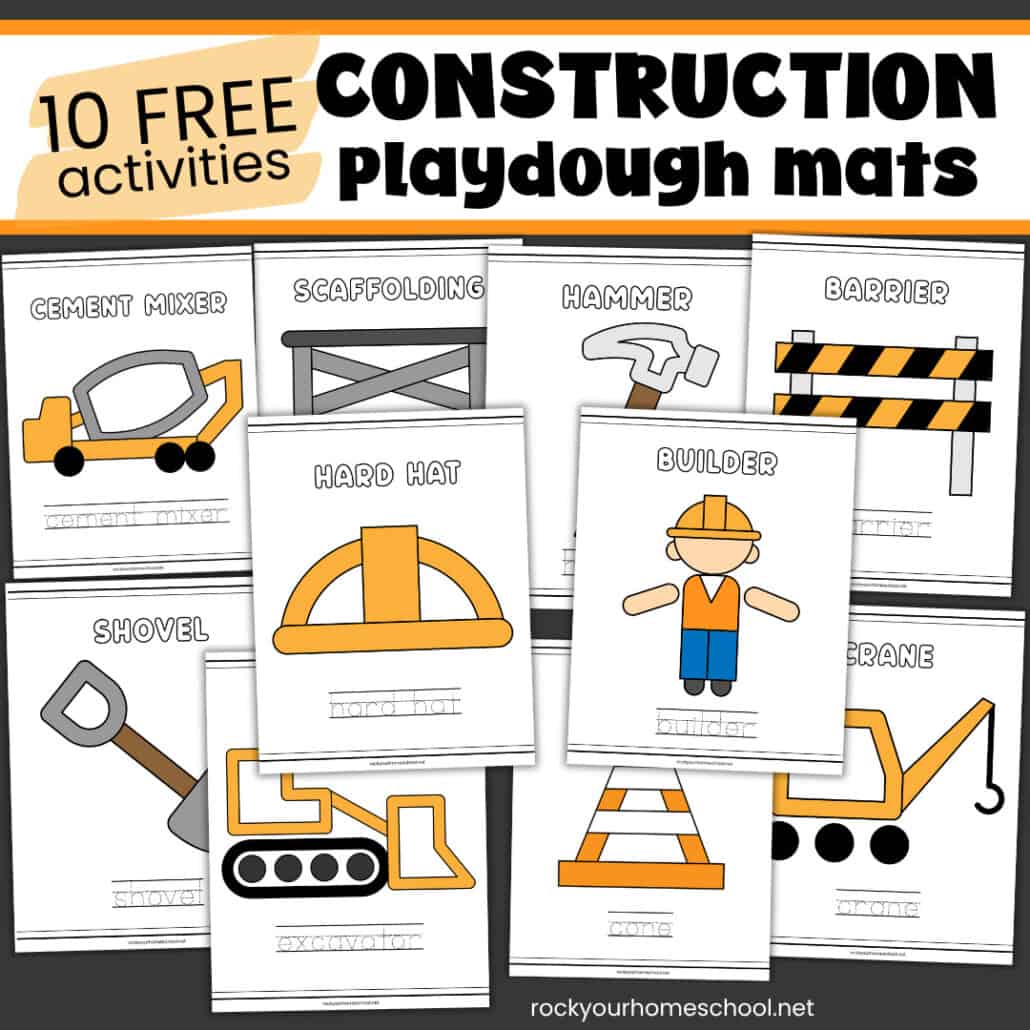 10 Free Construction Playdough Mats (With Easy Ideas to Enjoy) - Rock ...