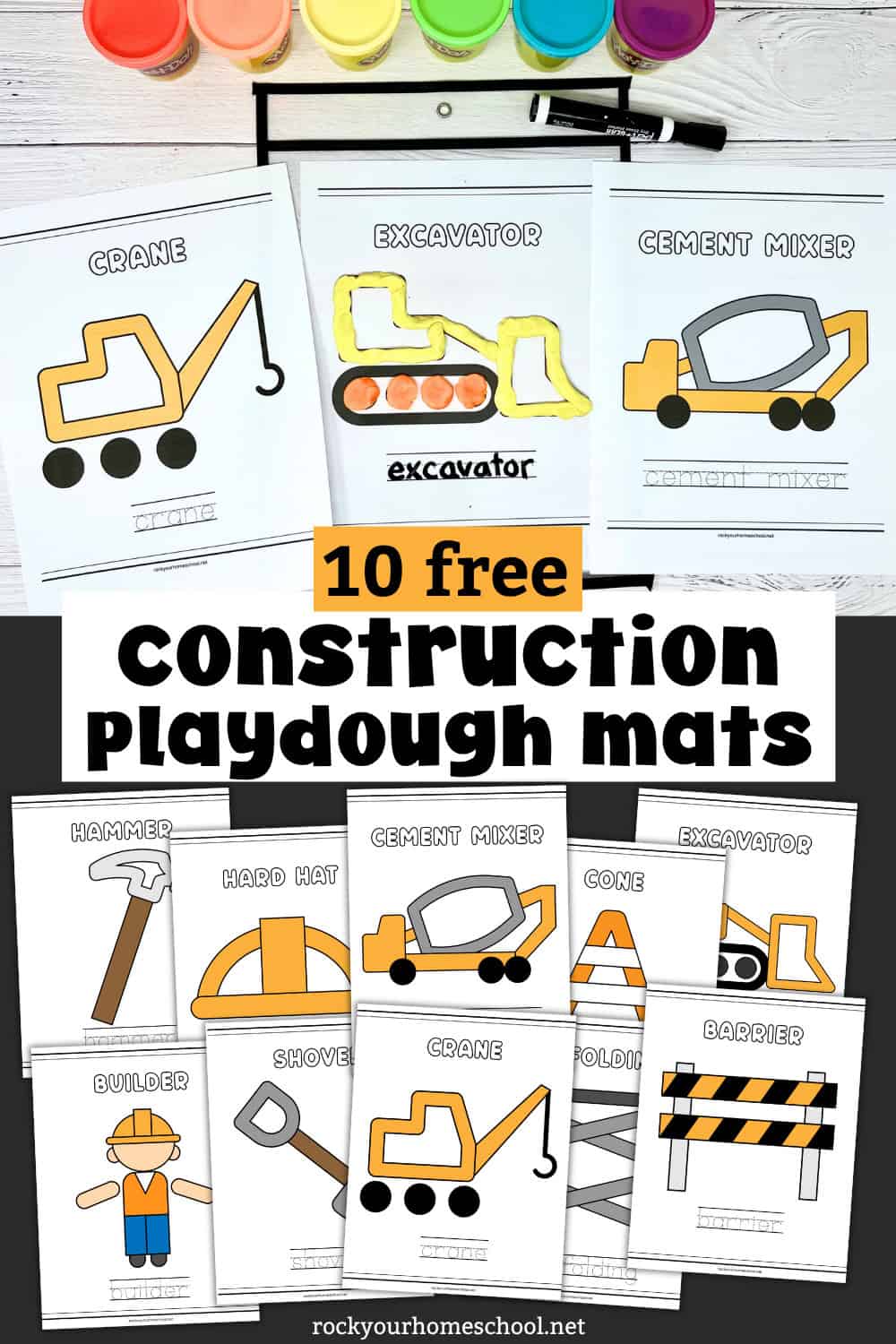 10 Free Construction Playdough Mats (With Easy Ideas to Enjoy) - Rock ...