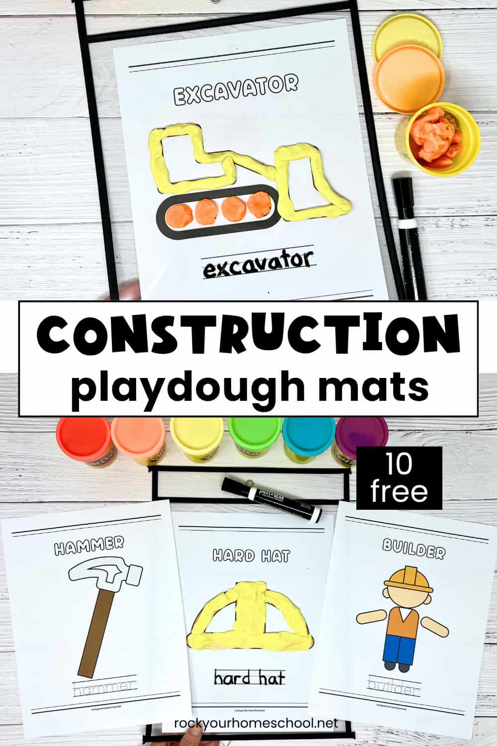 10 Free Construction Playdough Mats (With Easy Ideas to Enjoy) - Rock ...